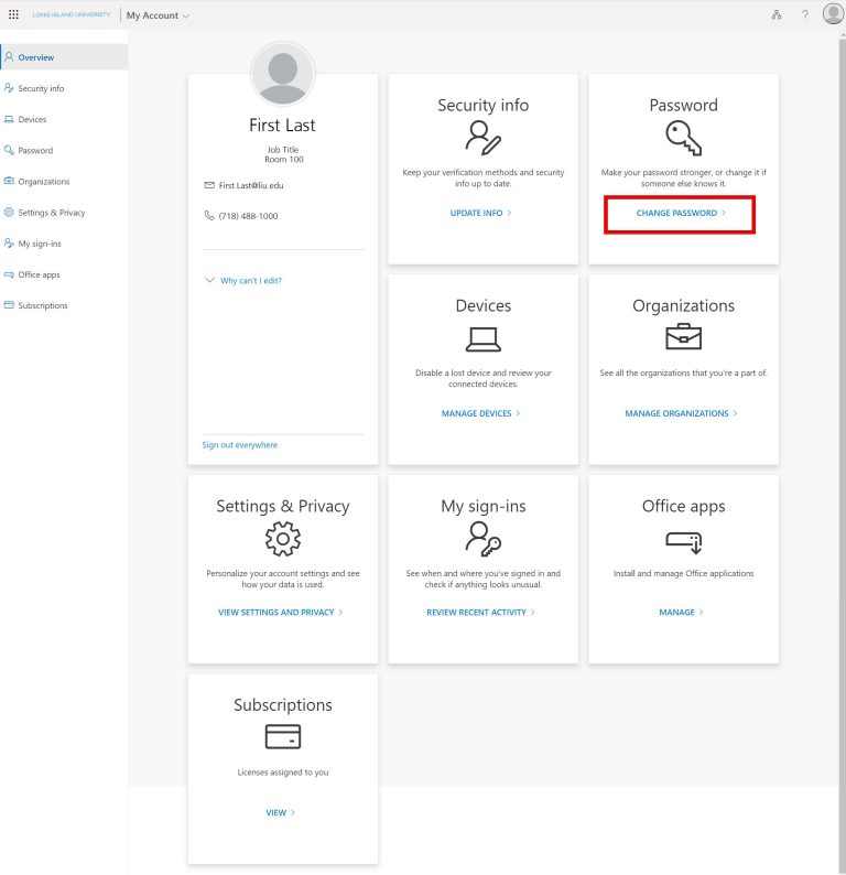 Self-Service Password Reset – LIU Information Technology