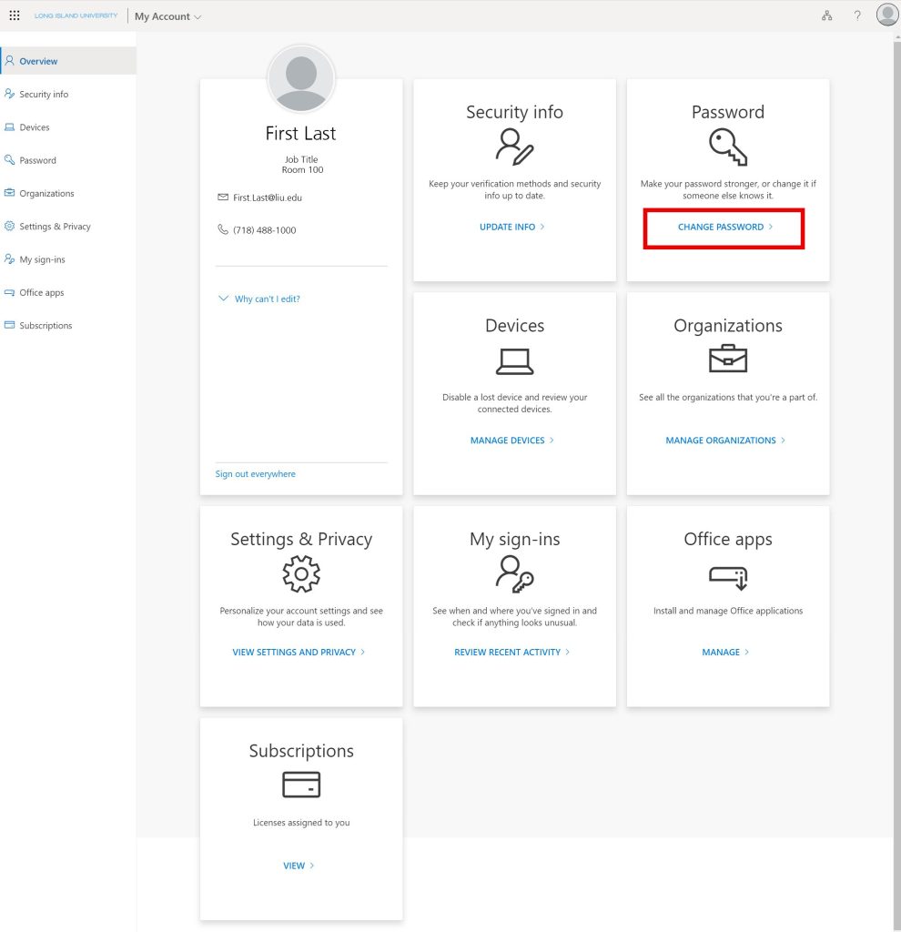 Self-Service Password Reset – LIU Information Technology