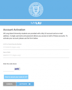 Activate MyLIU – LIU Information Technology